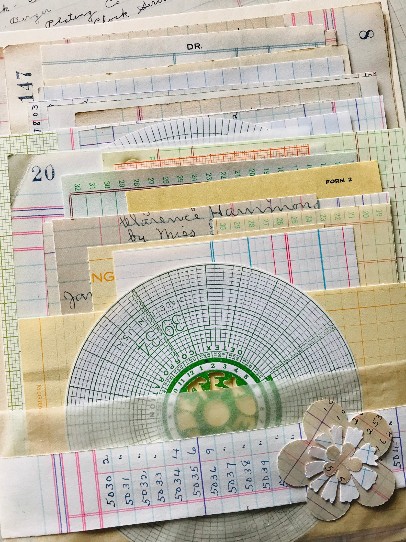 Vintage Ledger Graph Office Paper Scrap Pack Junk Journal Ephemera Kit ...