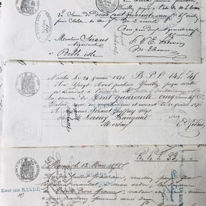 Eight Antique French Promissory Notes Vintage Paper Receipts Lot ...