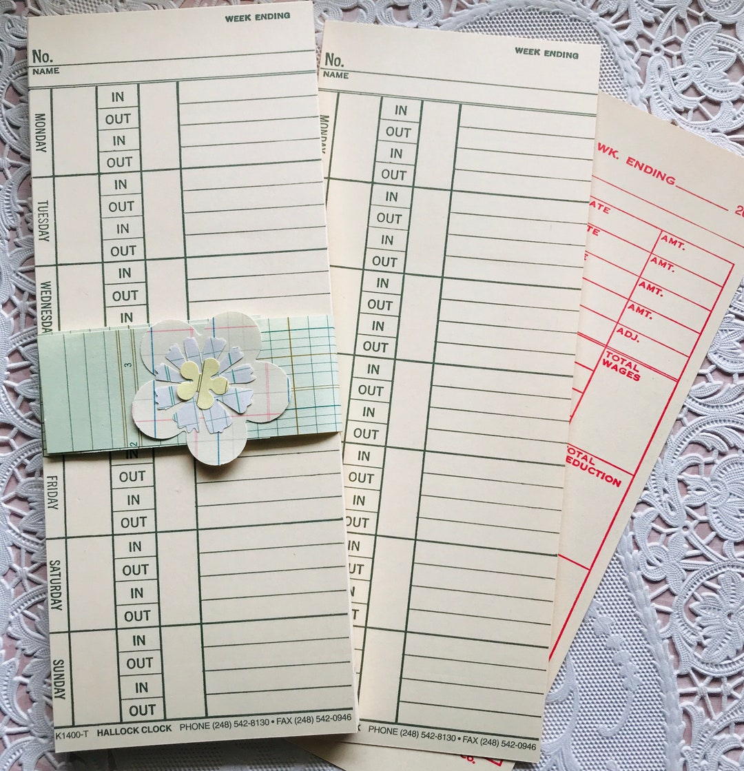 30 Double-sided Time Cards Vintage Office Cards Junk Journal Pack ...