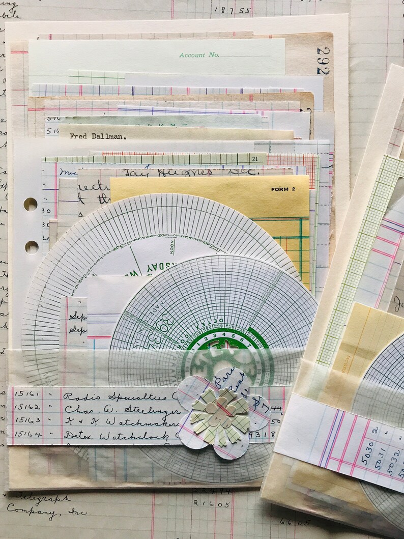 Vintage Ledger Graph Office Paper Scrap Pack Junk Journal - Etsy