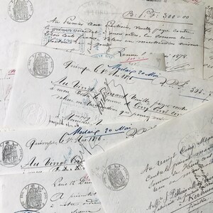 Eight Antique French Promissory Notes Vintage Paper Receipts Lot ...