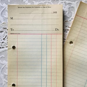 12 Vintage 1930s Invoice Ledger Statement Pages Papers Junk Journal ...