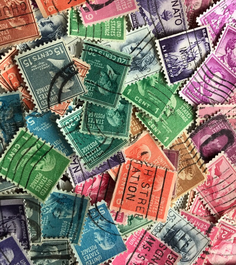 Vintage US Postage Stamps Lot Colorful Rainbow Postal Ephemera - Etsy