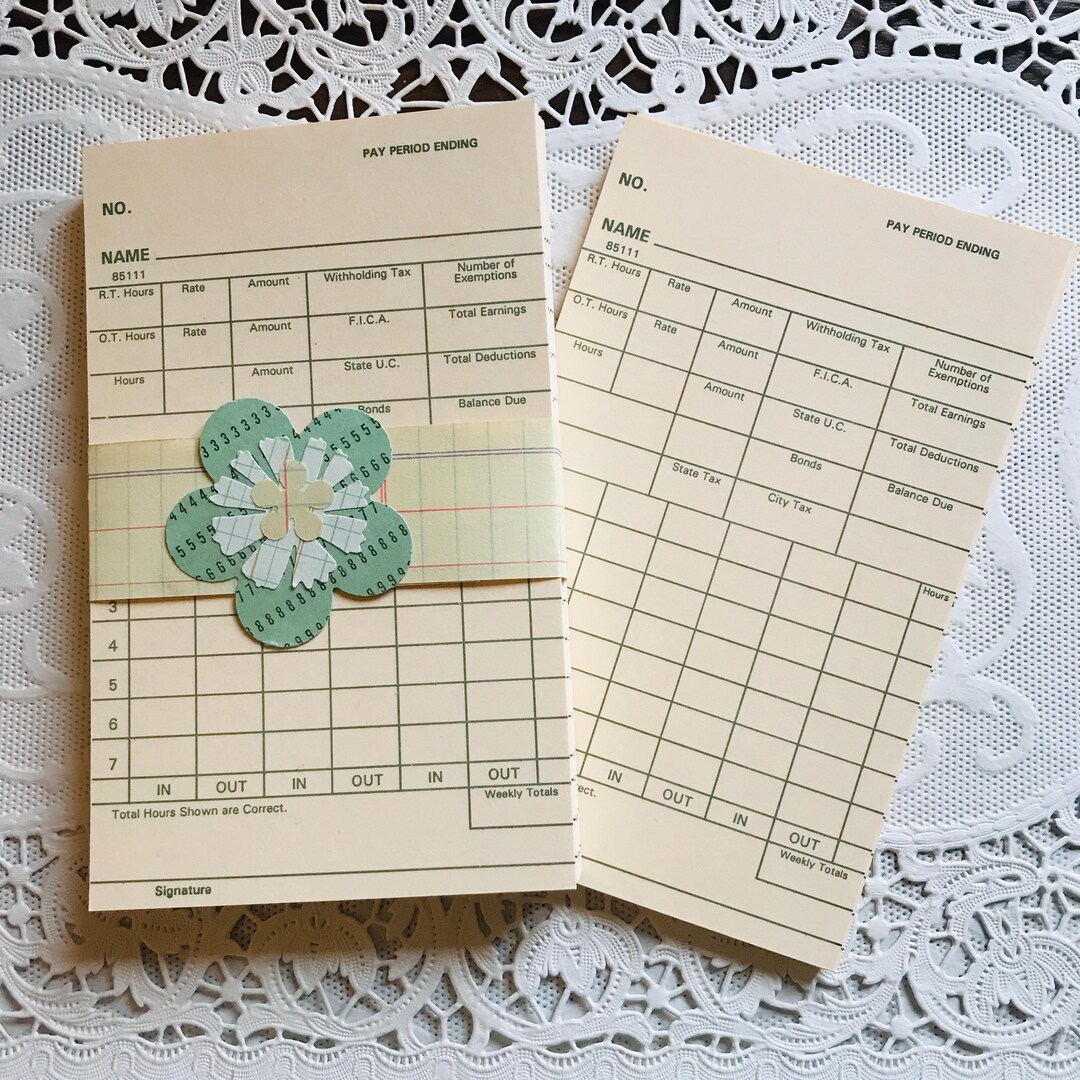 25 Time Cards Lot for Junk Journal Vintage Office Cards Pack Scrapbook ...