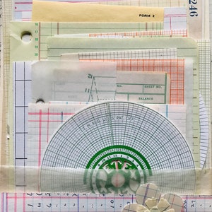 Vintage Ledger Graph Office Paper Scrap Pack Junk Journal Ephemera Kit ...