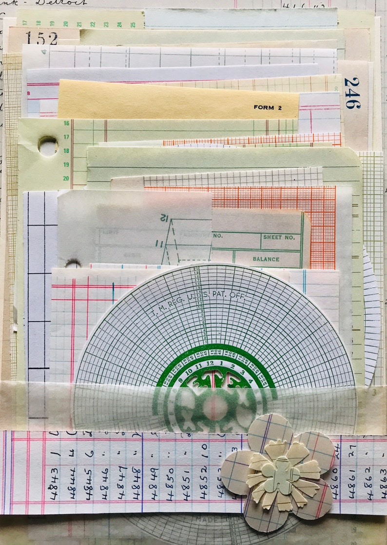 Vintage Ledger Graph Office Paper Scrap Pack Junk Journal - Etsy