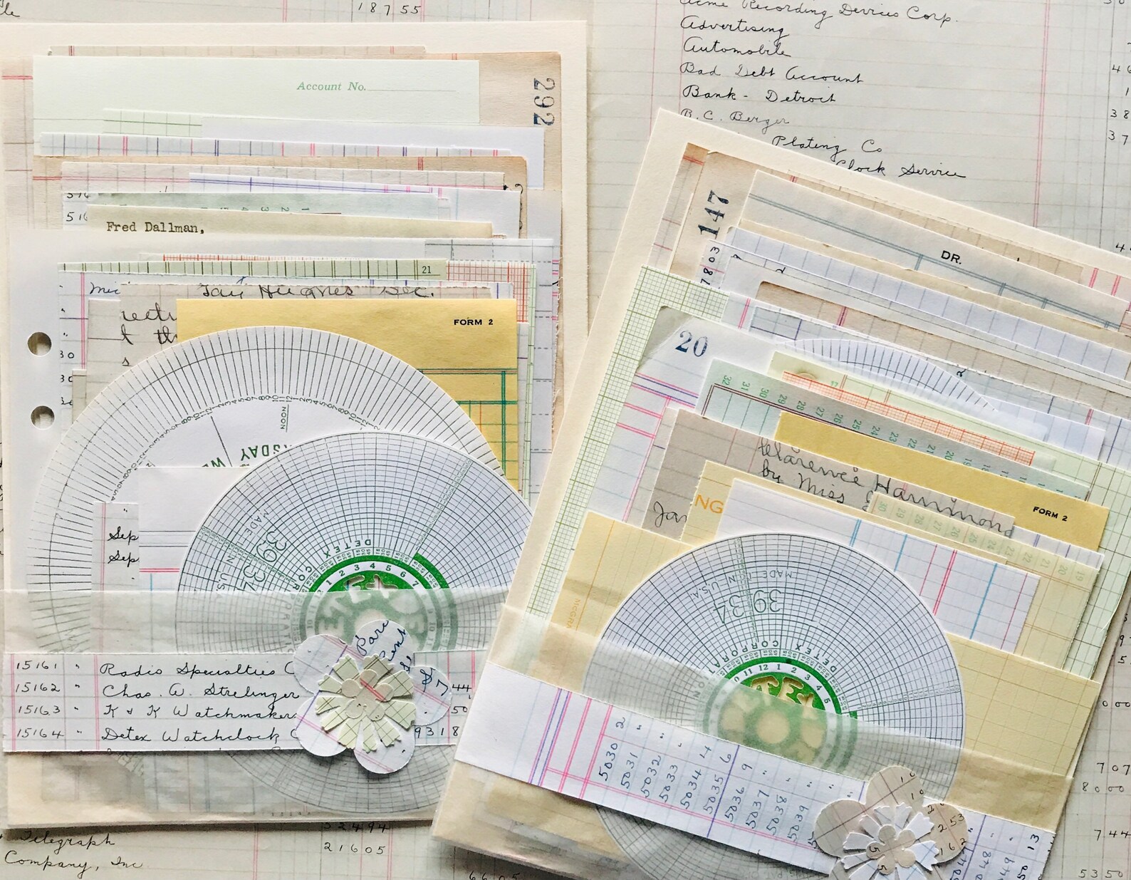 Vintage Ledger Graph Office Paper Scrap Pack Junk Journal Ephemera Kit ...
