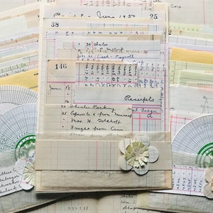 Vintage Ledger Graph Office Paper Scrap Pack Junk Journal Ephemera Kit ...