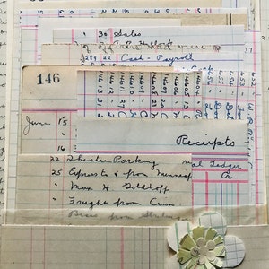 Vintage Ledger Graph Office Paper Scrap Pack Junk Journal Ephemera Kit ...