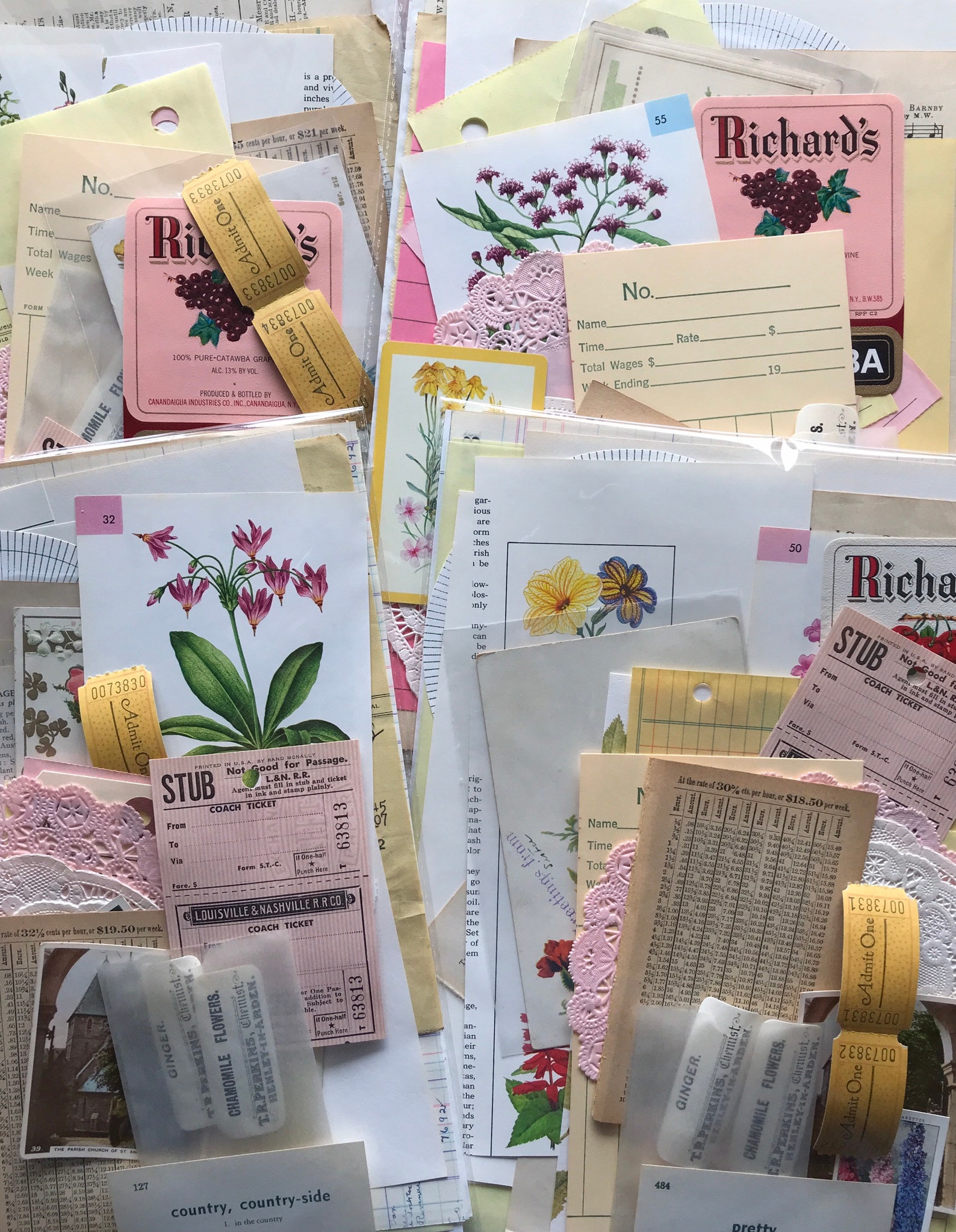 Floral Ephemera Pack Vintage Papers Junk Journal Kit 30 Pieces - Etsy