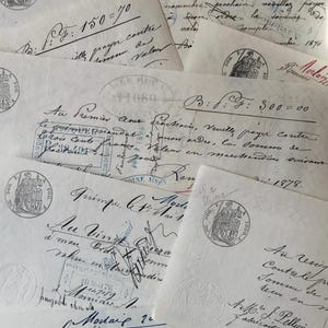 Eight Antique French Promissory Notes Vintage Paper Receipts Lot ...