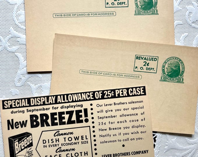 3 Mid-century Postal Advertising Cards Junk Journal Ephemera Pack - Etsy