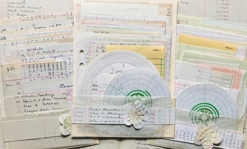 Vintage Ledger Graph Office Paper Scrap Pack Junk Journal - Etsy