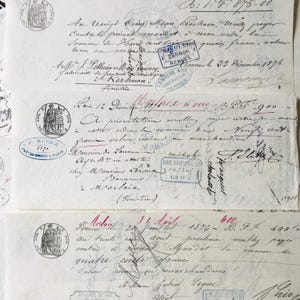 Eight Antique French Promissory Notes Vintage Paper Receipts Lot ...