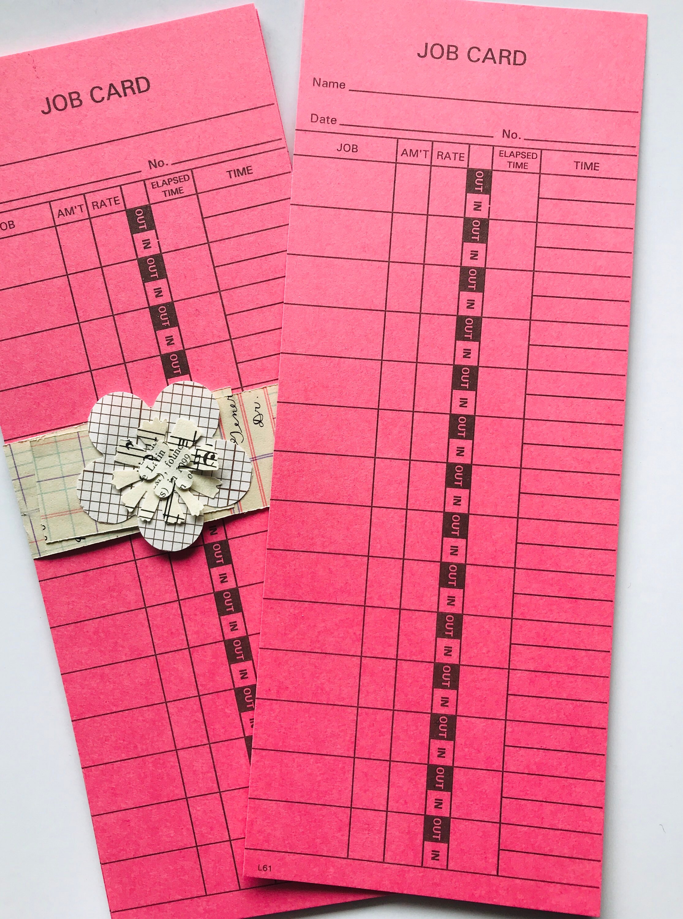 Pink Time Cards. 30 Vintage Office Cards. Smash Book Starter. - Etsy