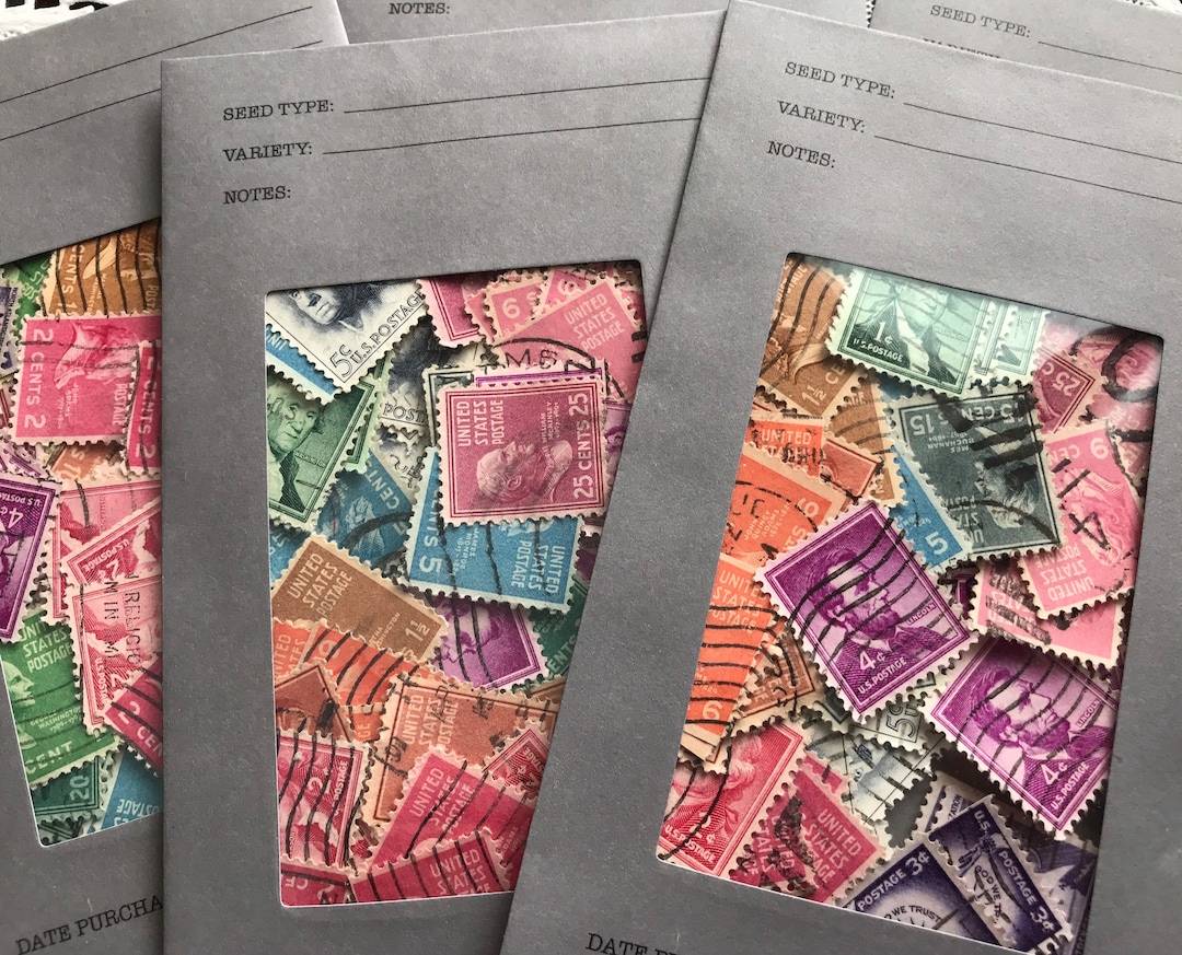 Vintage US Postage Stamps Lot Colorful Rainbow Postal Ephemera Pack 65 ...