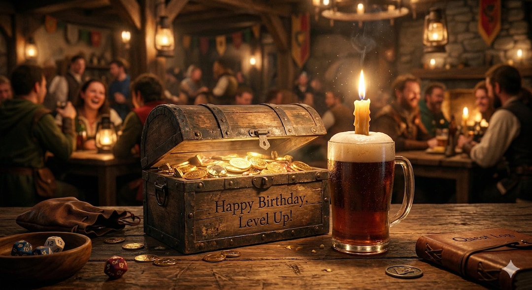 Treasure Chest Birthday Card Print – D&D RPG Ale Level up Printable ...