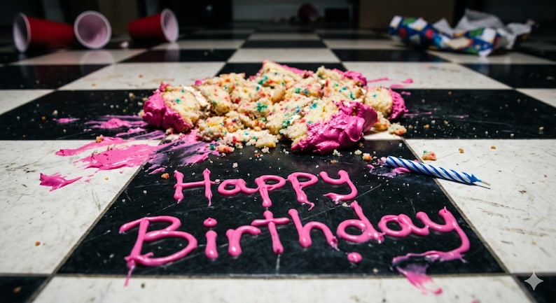 Dropped Birthday Cake Card Print, Messy Party Aftermath Printable ...