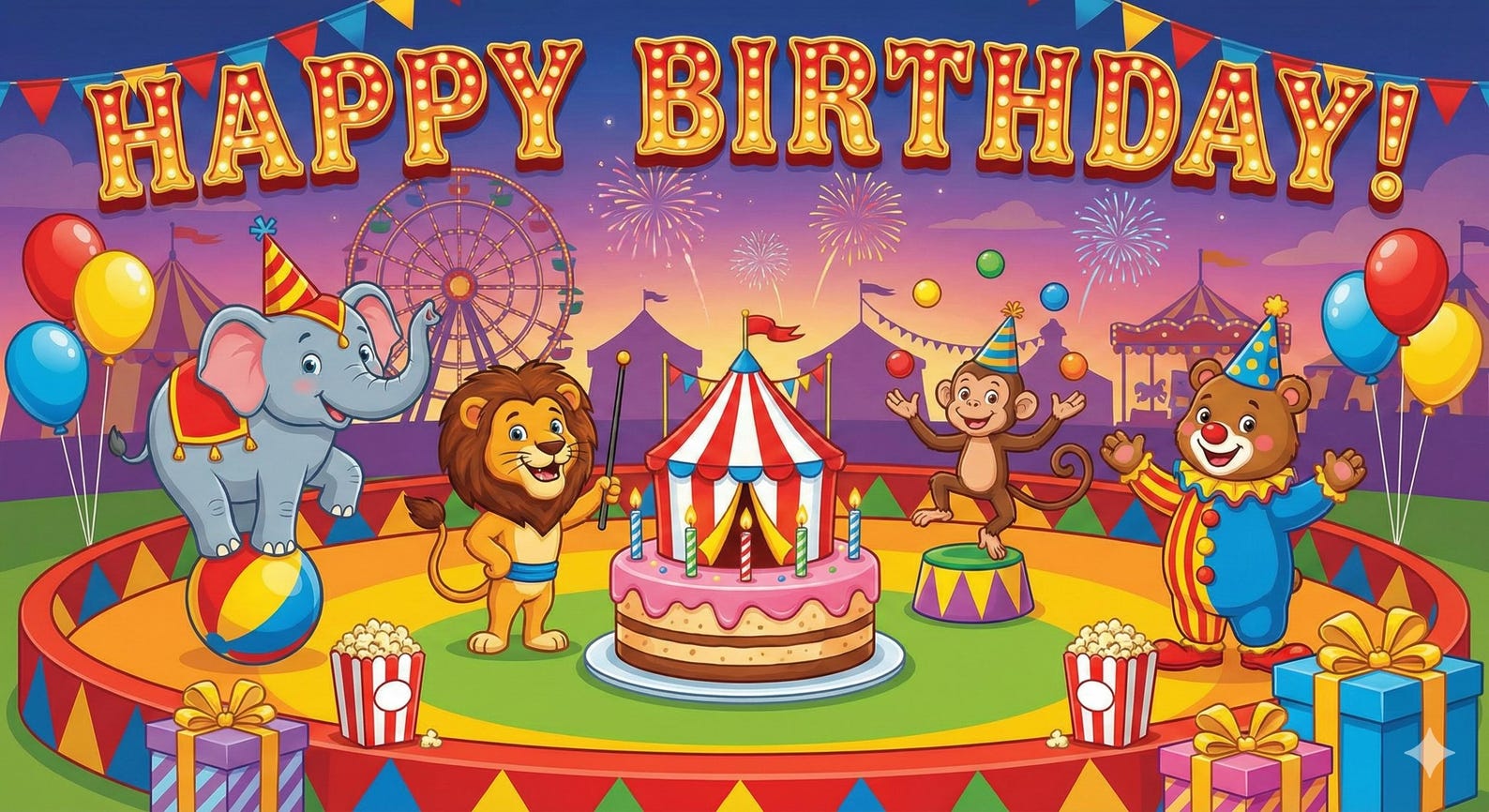 Circus Birthday Card Print, Printable Poster, Carnival Big Top Decor ...