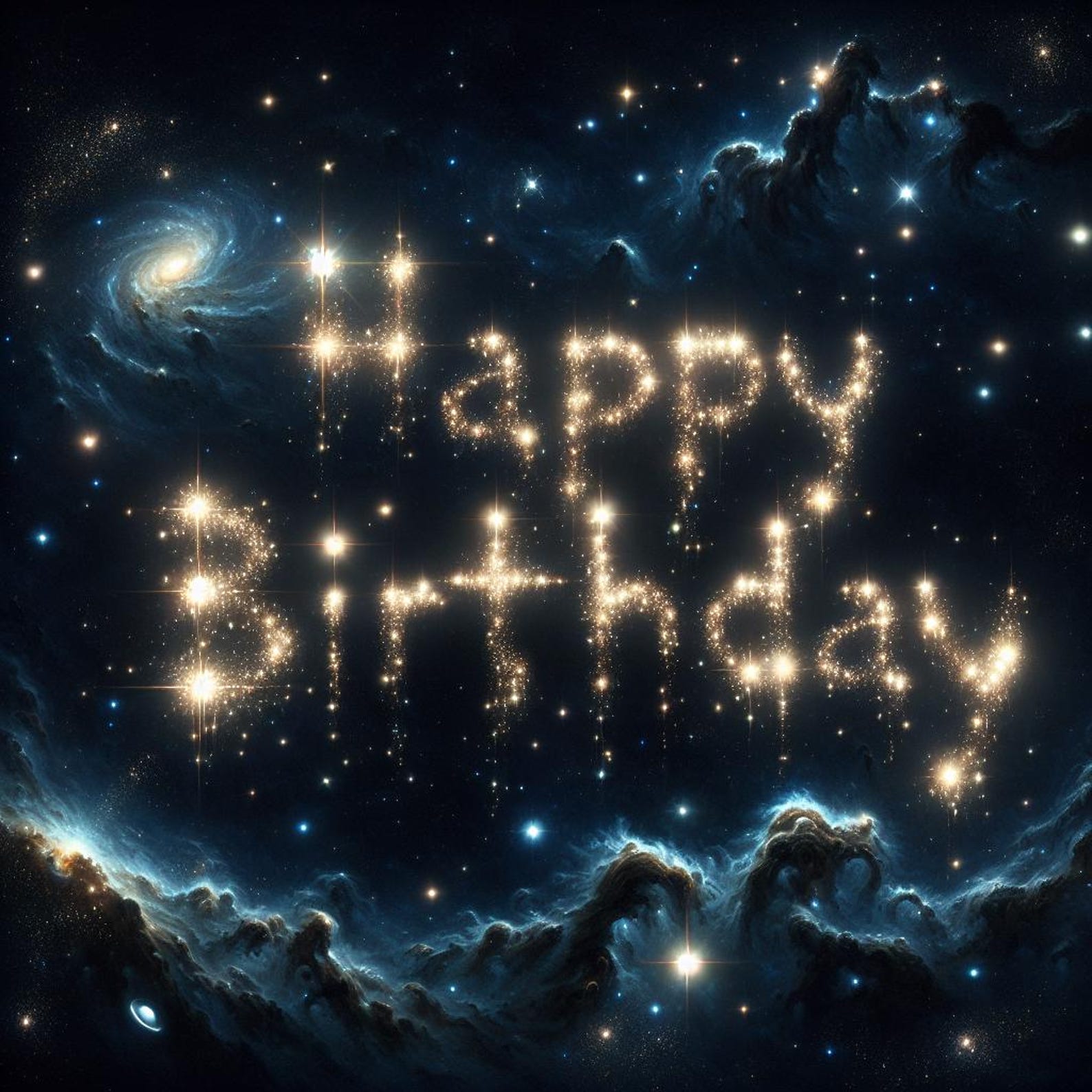 Happy Birthday in Space Digital Art Print at Home Instant Downloadable ...
