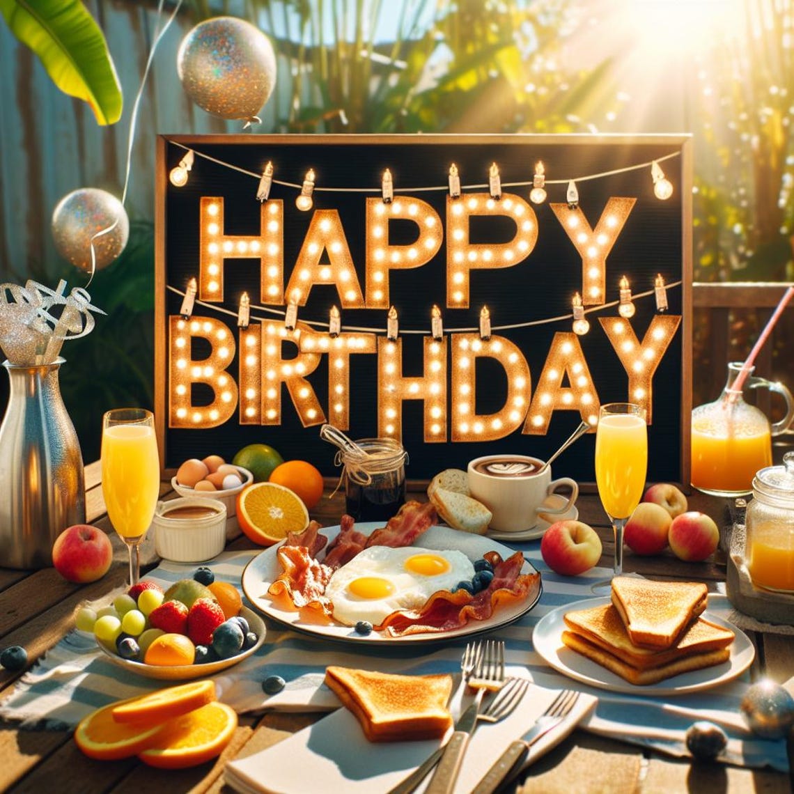 Happy Birthday Breakfast Brunch Digital Print - Sunny Morning ...
