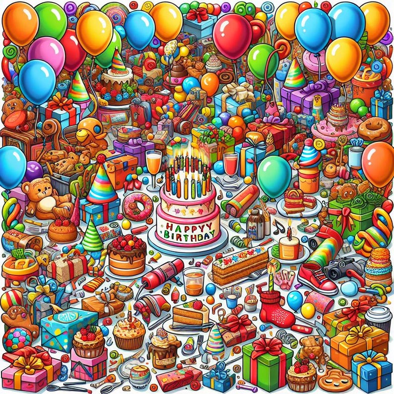 I Spy Happy Birthday Card Fun Find the Objects Greeting Card ...