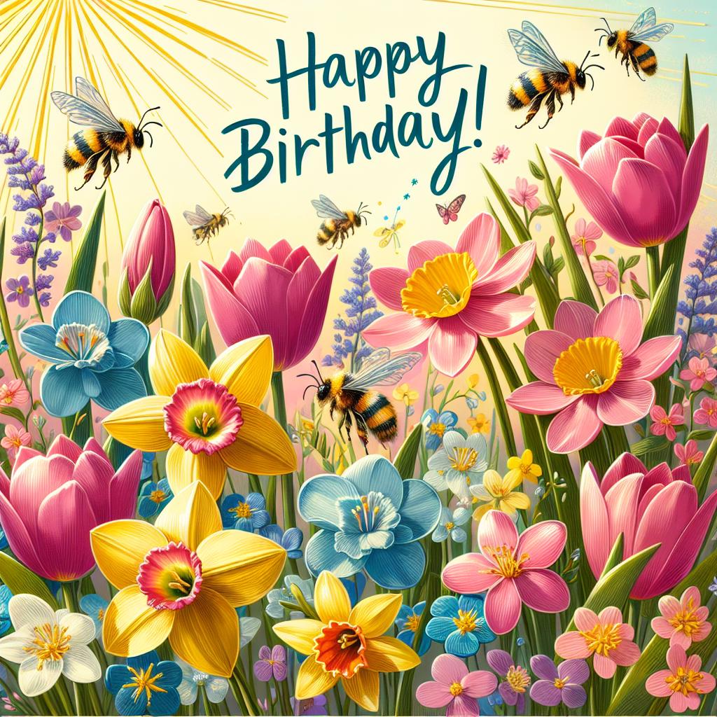 Colorful Floral & Bee Happy Birthday Wall Decor - Perfect for Nursery ...