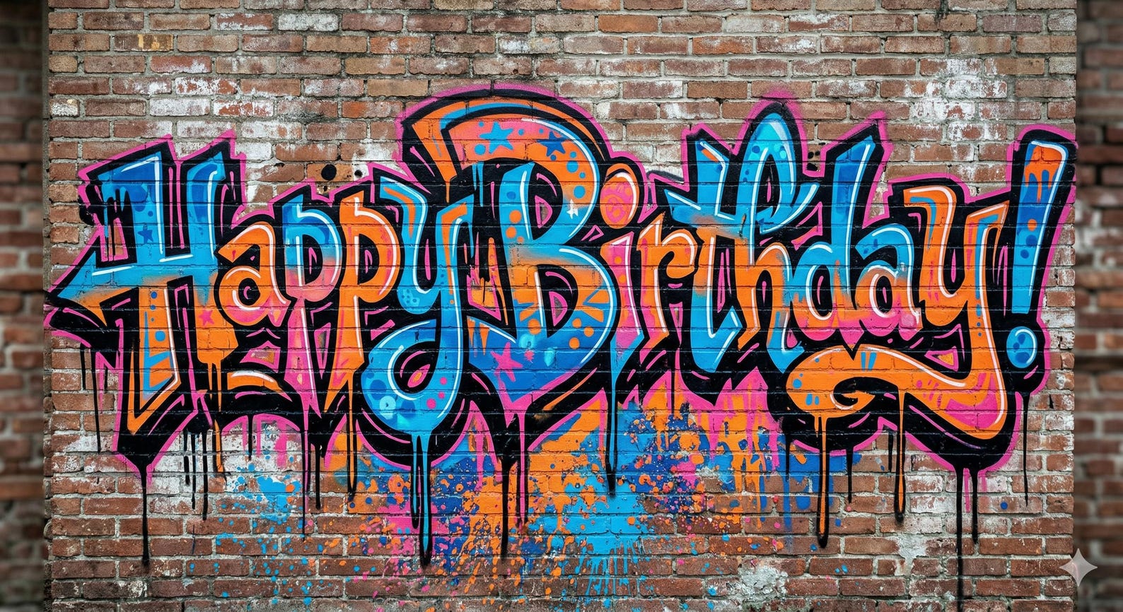 Graffiti Birthday Card Print | Blue Orange Street Art Printable Party ...