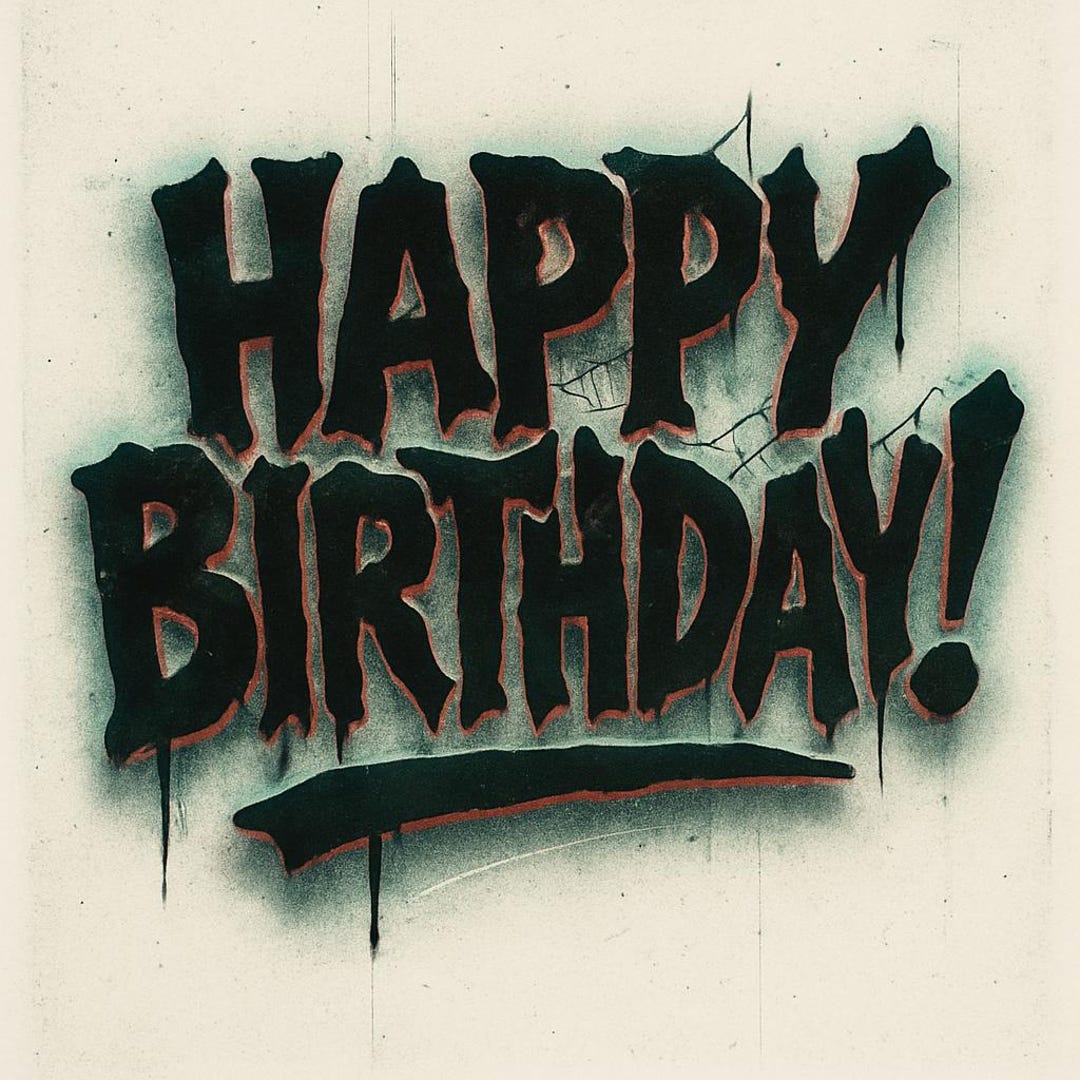 Spooky Horror Graffiti Shadowy Happy Birthday Prints - Digital ...