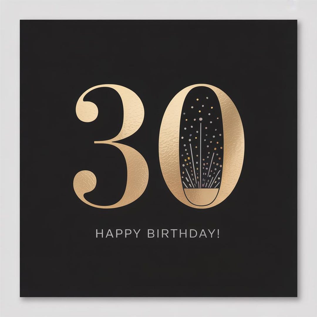 30th Birthday Party Sign: Black & Gold Elegant Decor (digital Download ...