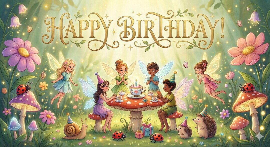 Animated Fairy Birthday Video, Magical Woodland Tea Party MP4 ...