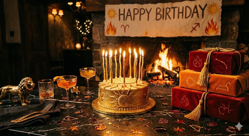 Fire Sign Zodiac Birthday Card Print – Leo Aries Sagittarius Astrology ...
