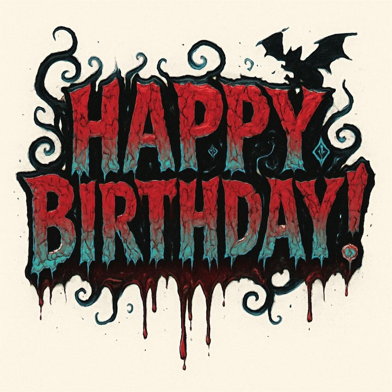 Vampire Happy Birthday Sign Digital Download | Bloody Drip Gothic Party ...