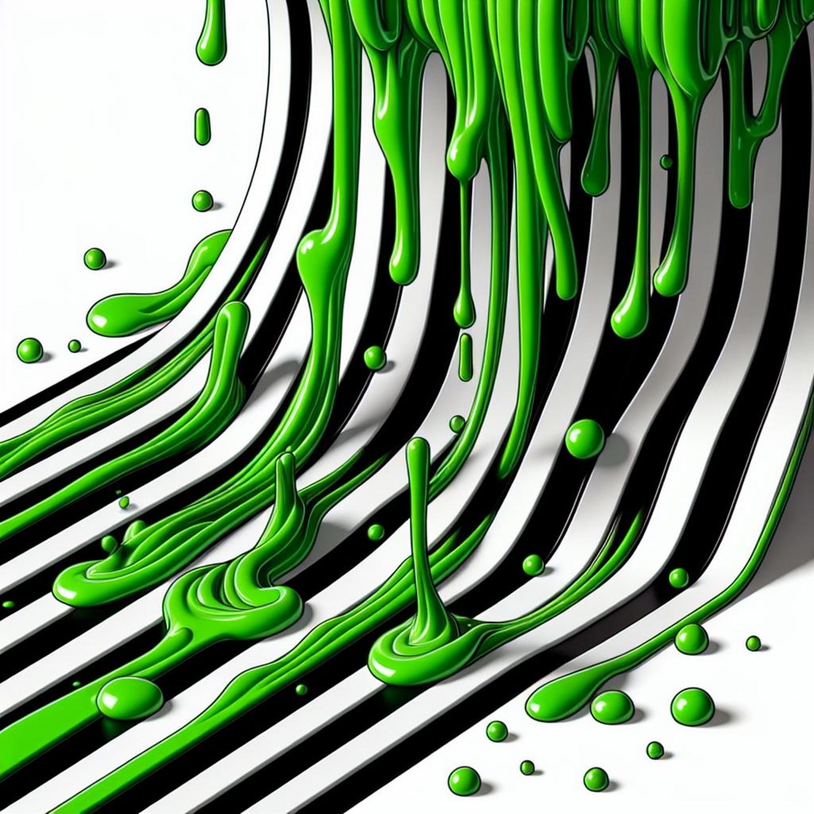 Green Dripping Slime Goo 3D Model Rendering Trippy Hypnotic Black White ...
