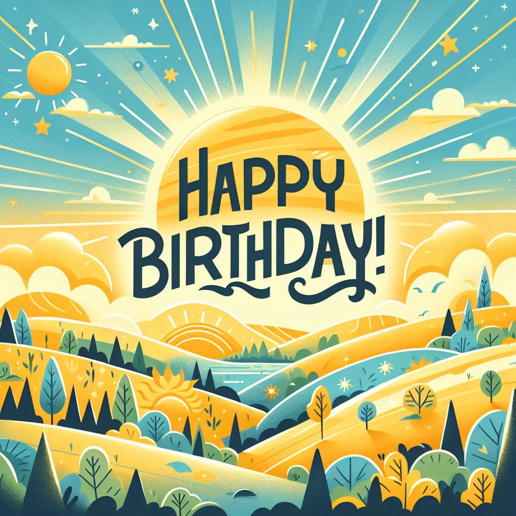 Sunny Landscape Happy Birthday Art Print: Nature Scene (digital ...