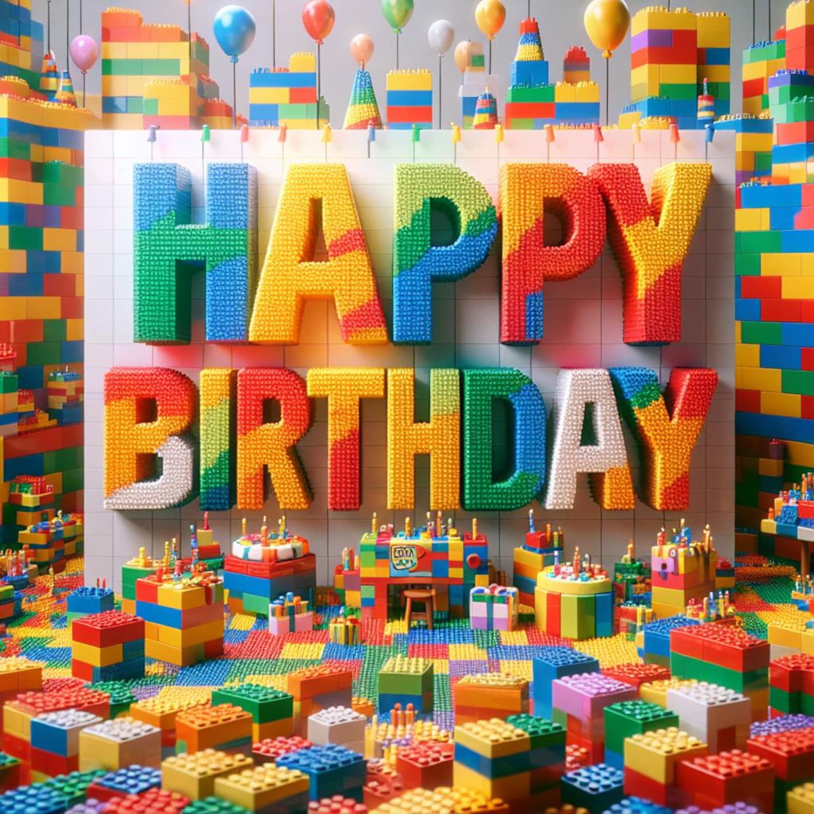 LEGO Inspired Happy Birthday Print – Colorful Kids Party Decor (digital ...