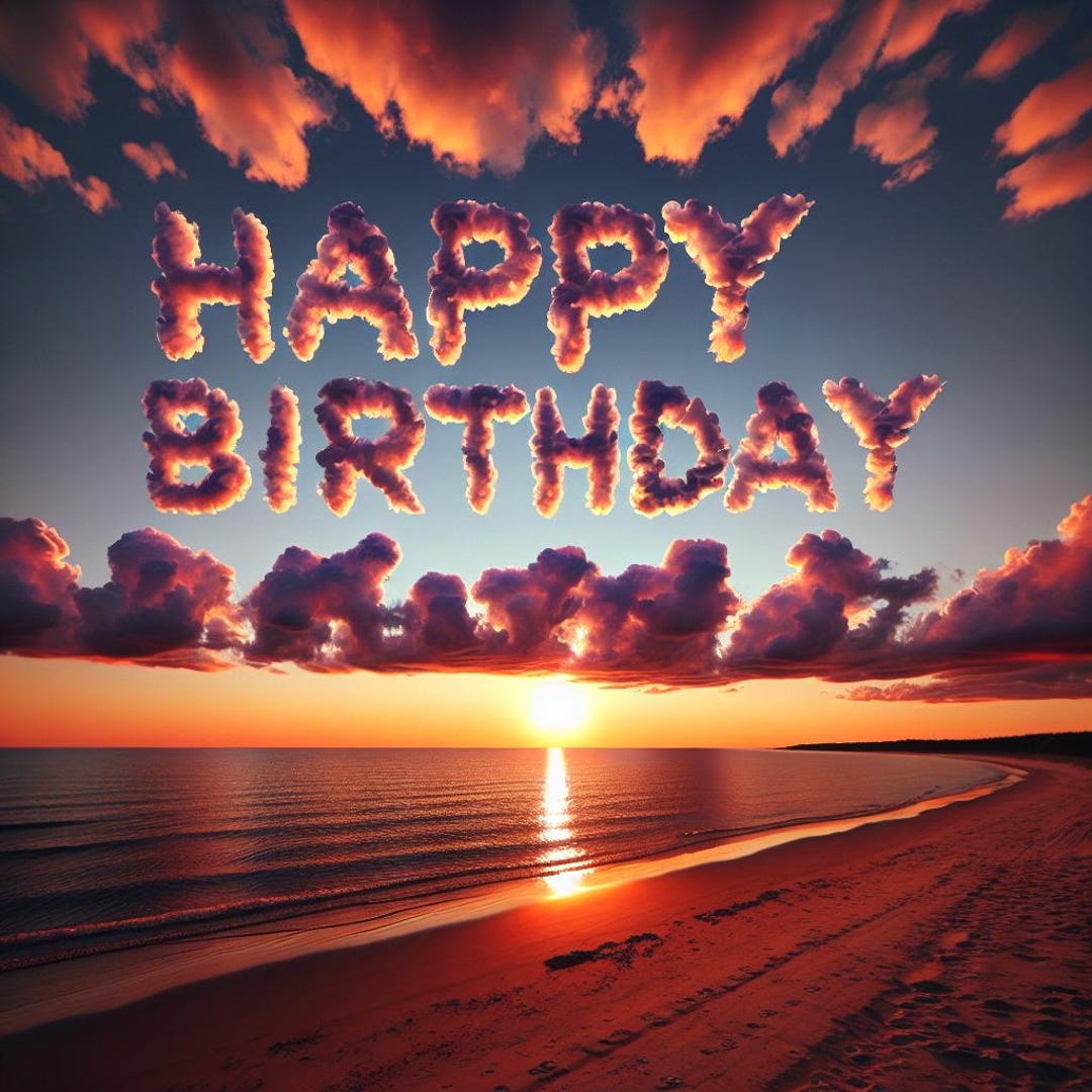 Happy Birthday Sunset Beach Art Print (digital Download) - Etsy