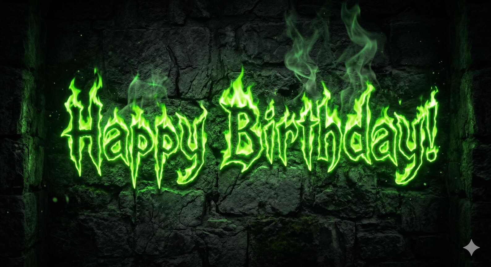 Green Fire Birthday Card Print | Gamer Warlock Sorcerer Wow Inspired ...