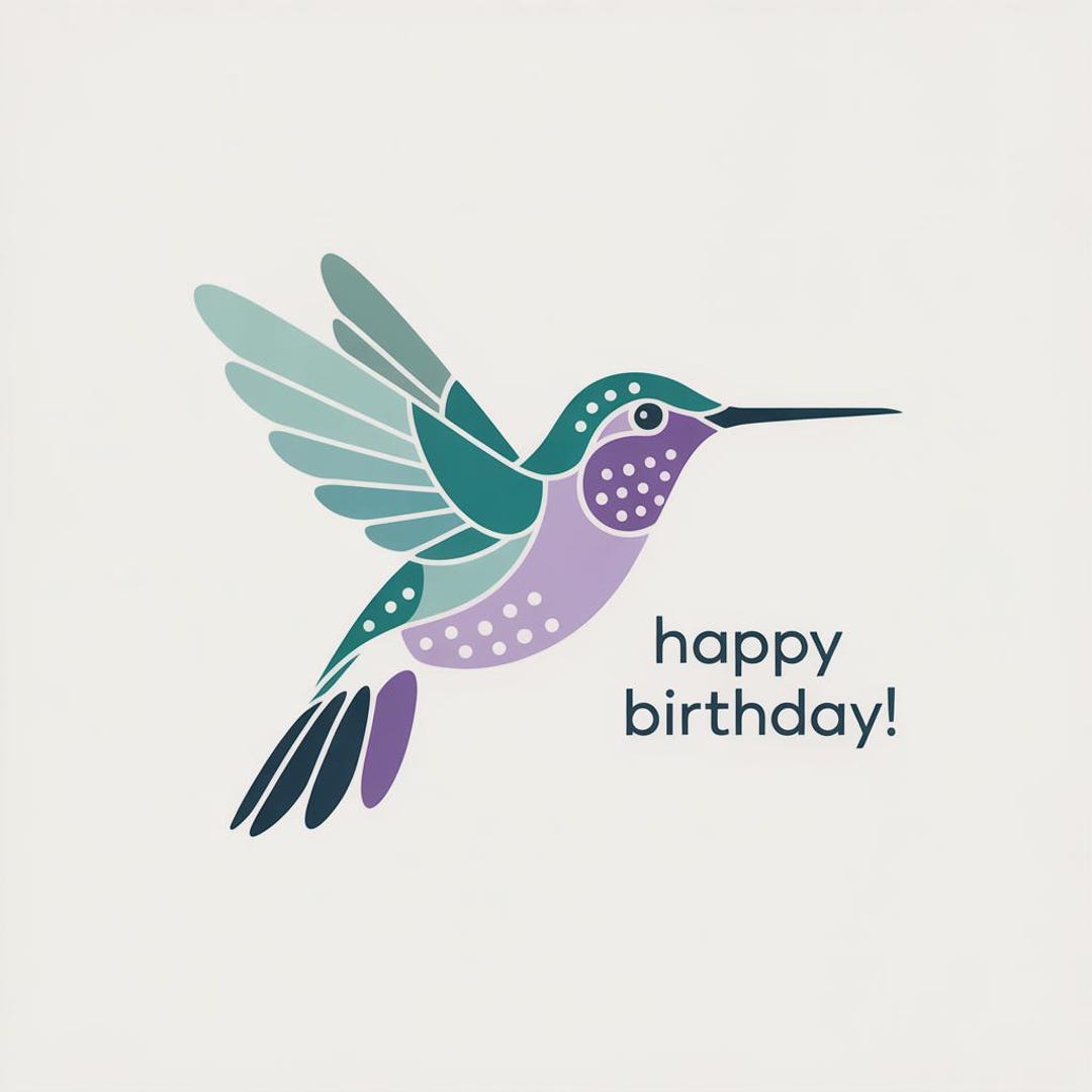 Hummingbird Birthday Card Printable: Minimalist Nature Design (digital ...
