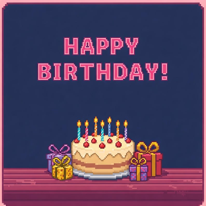 Pixel Art Birthday Card: 8-bit Video Game Theme (digital Download ...
