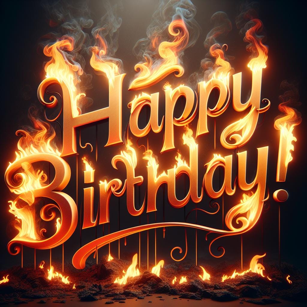 Fiery Happy Birthday Print: Bold Fire Typography Wall Art (digital ...