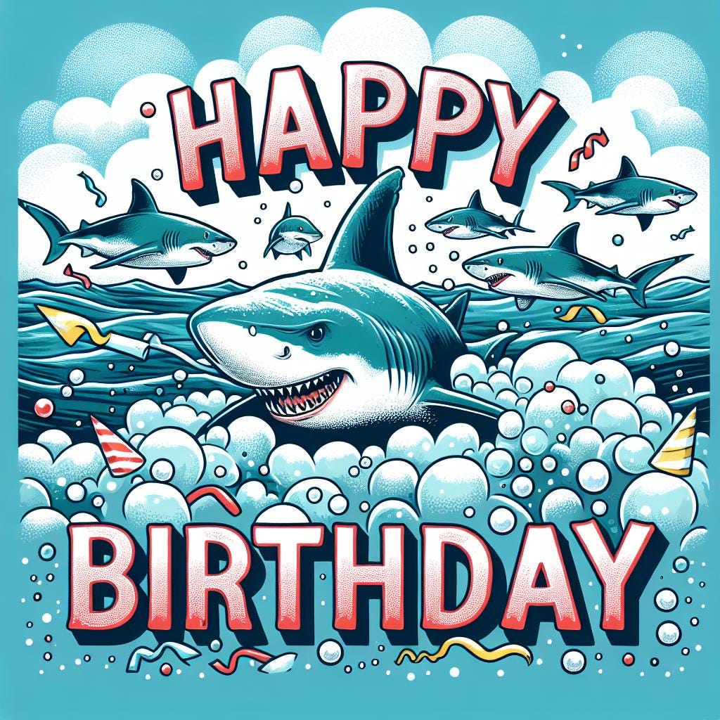 Shark Happy Birthday Art Print: Ocean Theme Decor (downloadable) - Etsy