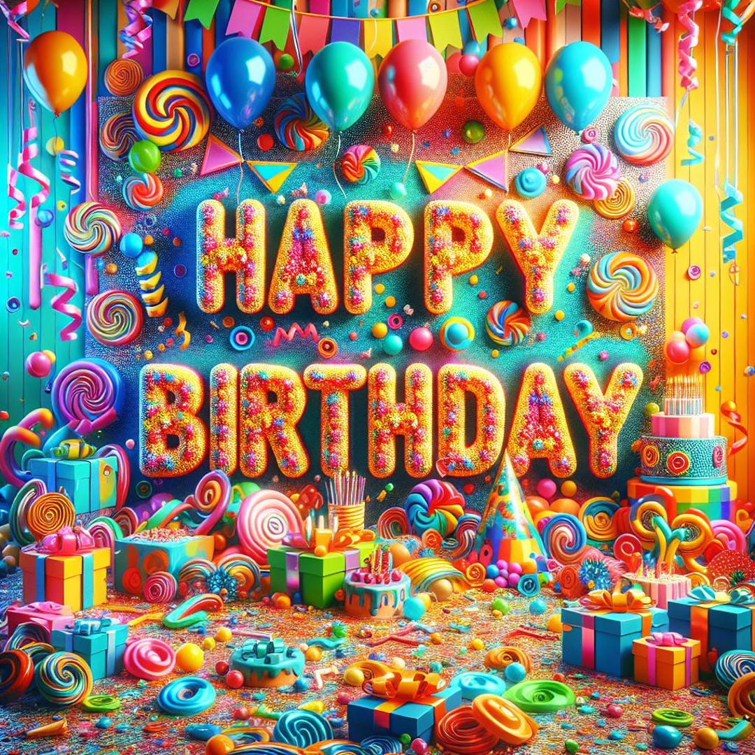 Colorful Candy Happy Birthday Digital Art Print - Sweet Treats ...