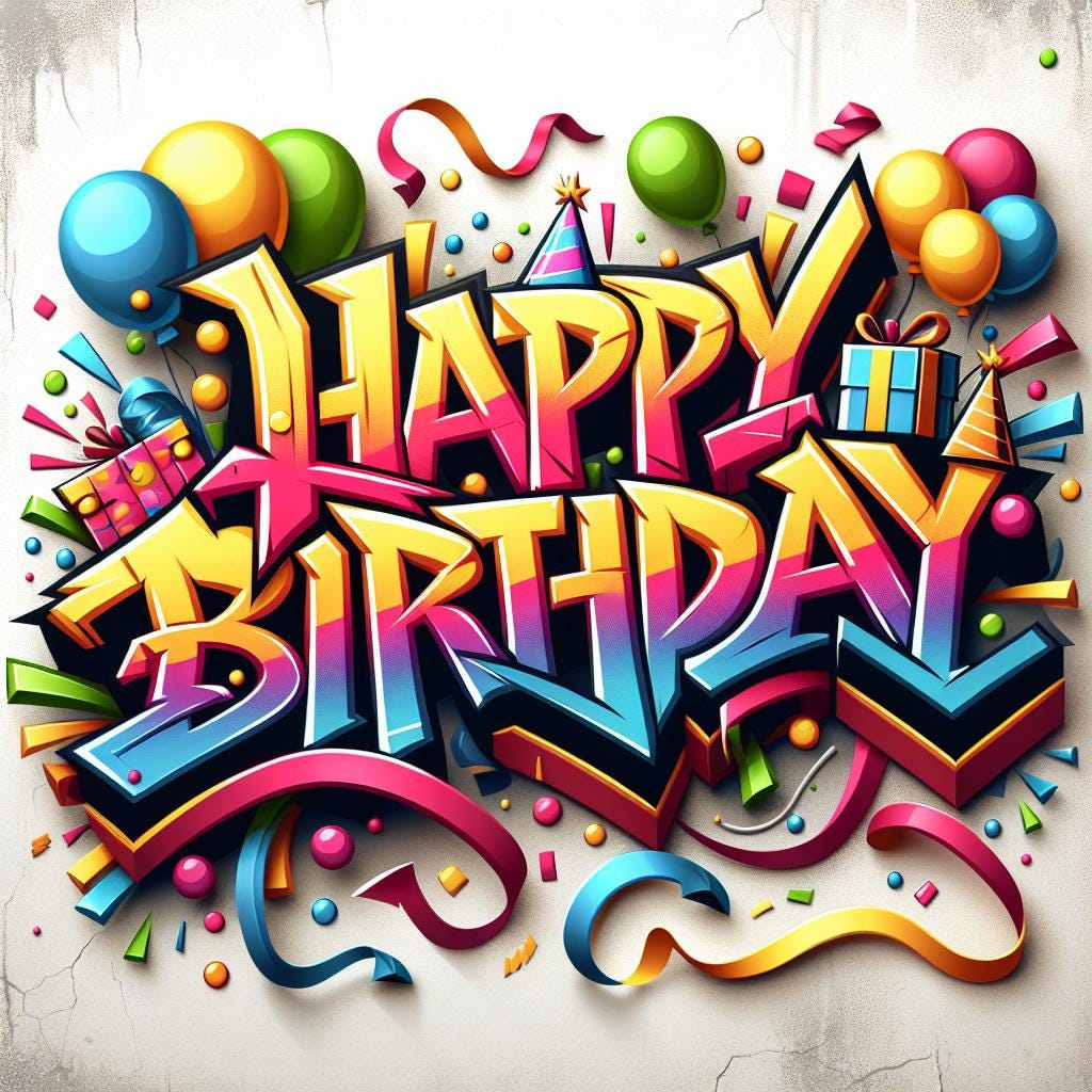 Happy Birthday Graffiti Poster: Colorful Party Decor (digital Download ...