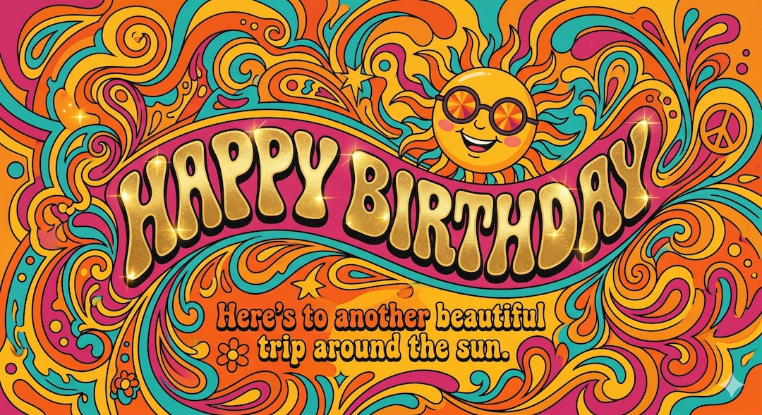 Animated Psychedelic Birthday Card | Groovy Sun Animated Video Ecard ...