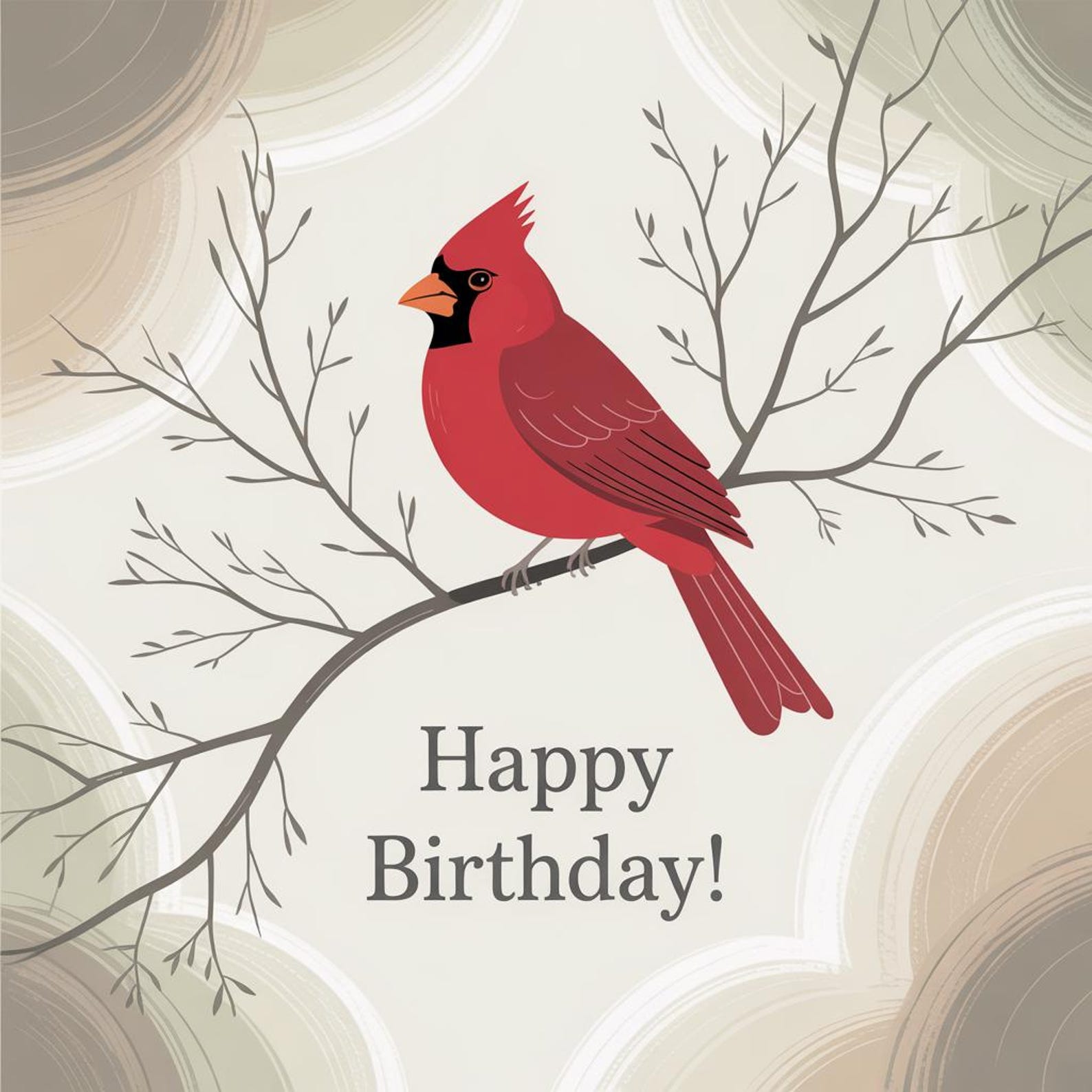 Cardinal Happy Birthday Printable Banner Sign Party Decor, Minimalism ...