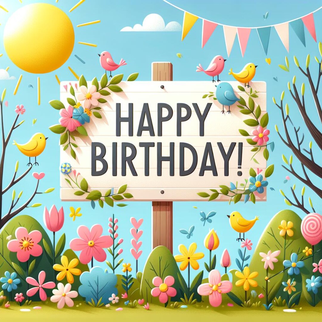 Spring Birthday Party Print: Flowers, Birds, Sunshine (digital Download ...