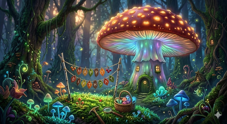Animated Mushroom Birthday Video Card – Enchanted Forest Magical ...