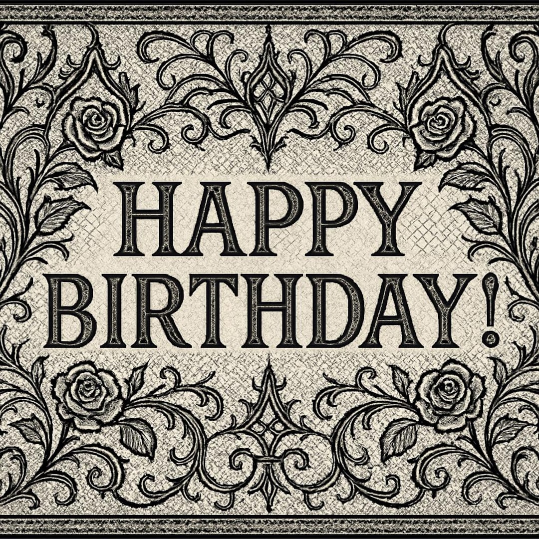 Victorian Birthday Sign: Ornate Filigree Rose Gothic Decor (digital ...