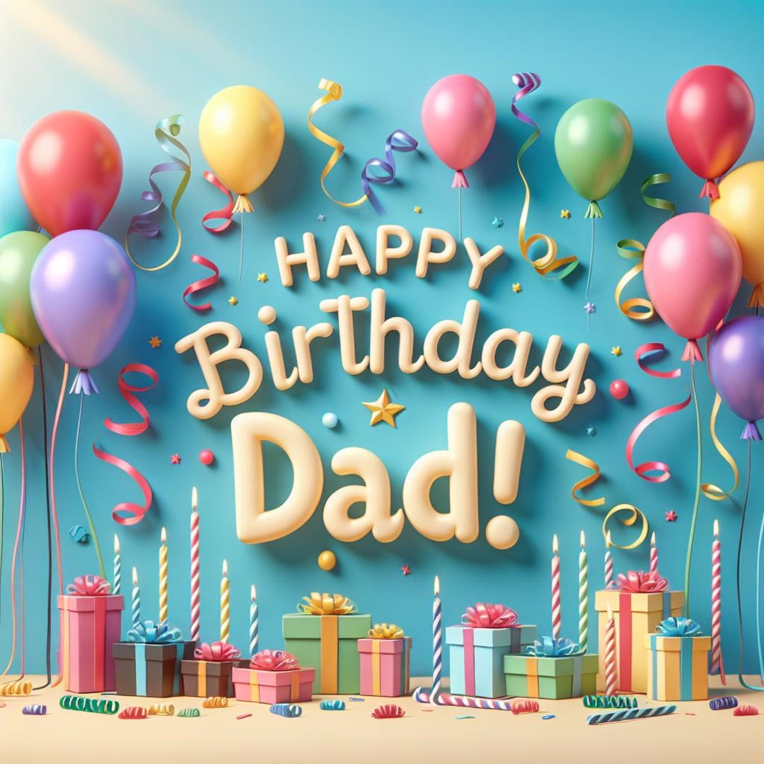 Happy Birthday DAD Digital Sign Banner Instant Download Poster E Card ...